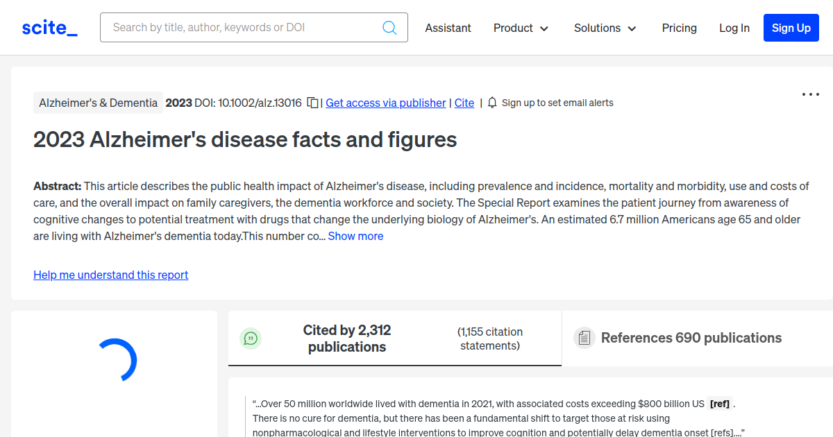2023 Alzheimers Disease Facts And Figures [scite Report]