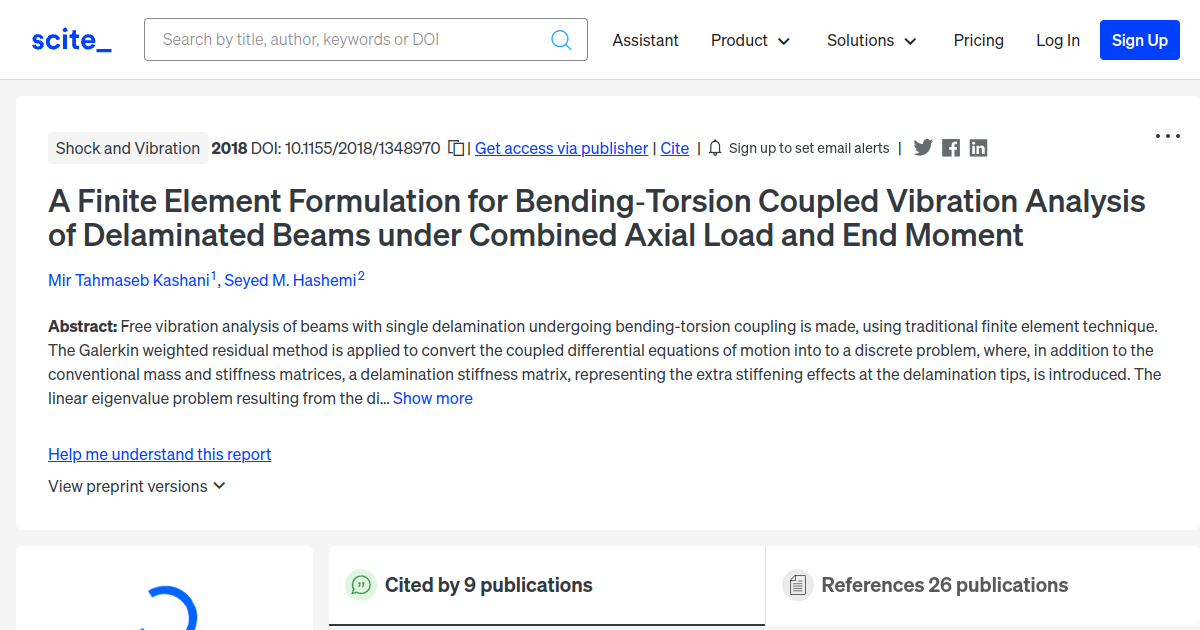 A Finite Element Formulation for Bending-Torsion Coupled Vibration ... A Finite Element Formulation for Bending-Torsion Coupled Vibration ...