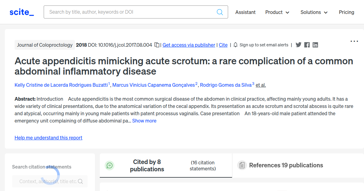 Acute Appendicitis Mimicking Acute Scrotum A Rare Complication Of A