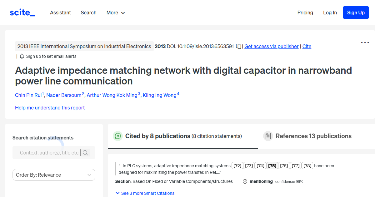 Adaptive Impedance Matching Network With Digital Capacitor In Narrowband Power Line