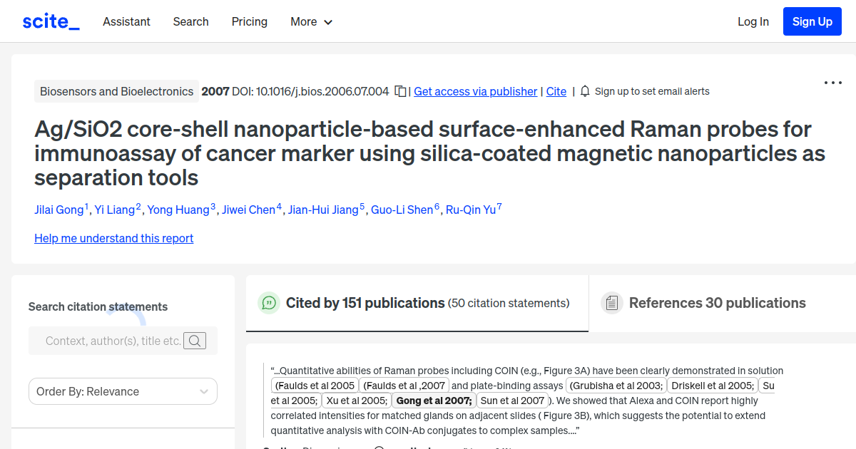 Ag/SiO2 core-shell nanoparticle-based surface-enhanced Raman probes for immunoassay of cancer ...