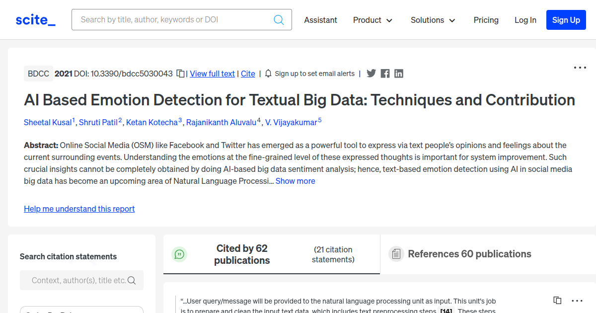 Ai Based Emotion Detection For Textual Big Data Techniques And