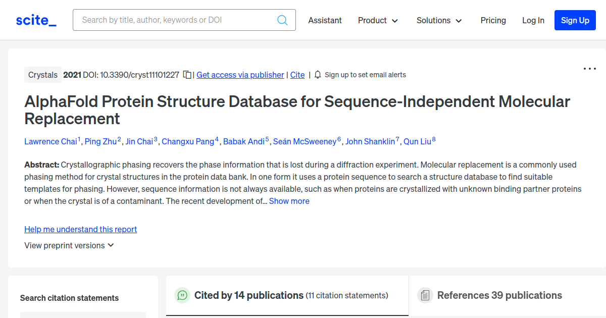 Alphafold Protein Structure Database For Sequence Independent Molecular