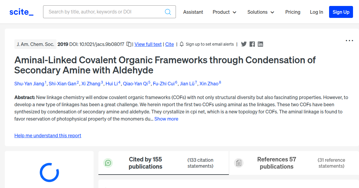 Aminal-Linked Covalent Organic Frameworks through Condensation of ... Aminal-Linked Covalent Organic Frameworks through Condensation of ...