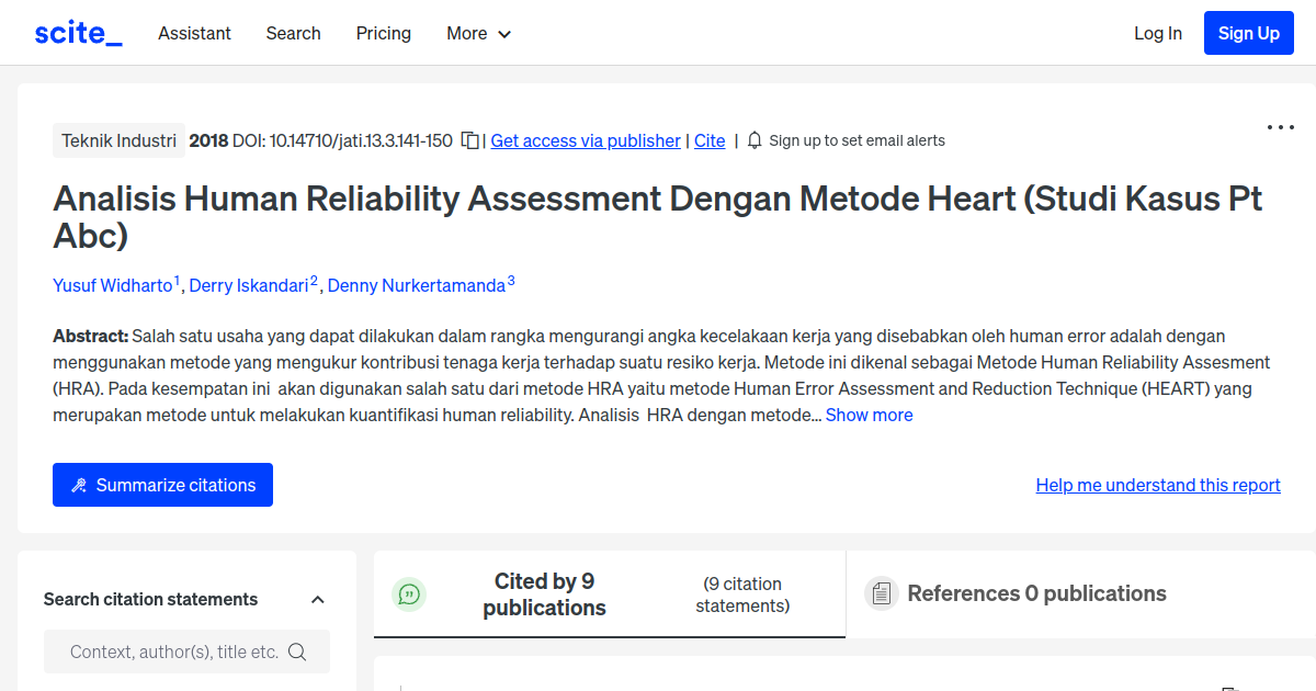Analisis Human Reliability Assessment Dengan Metode Heart (Studi Kasus Pt Abc)