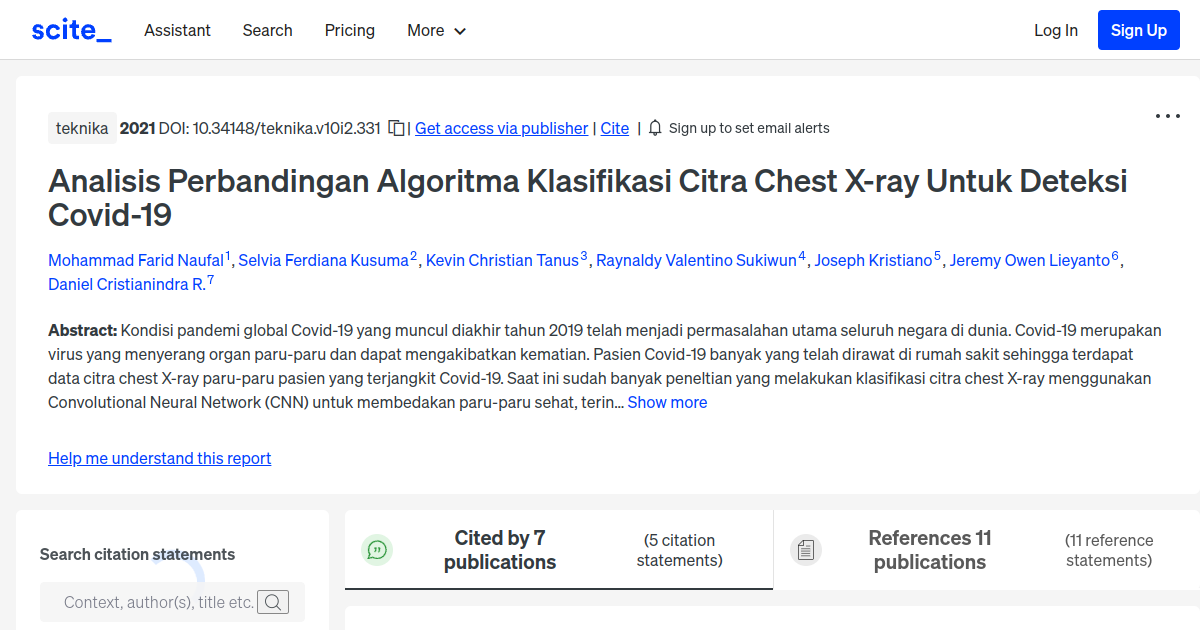 Analisis Perbandingan Algoritma Klasifikasi Citra Chest X-ray Untuk Deteksi Covid-19