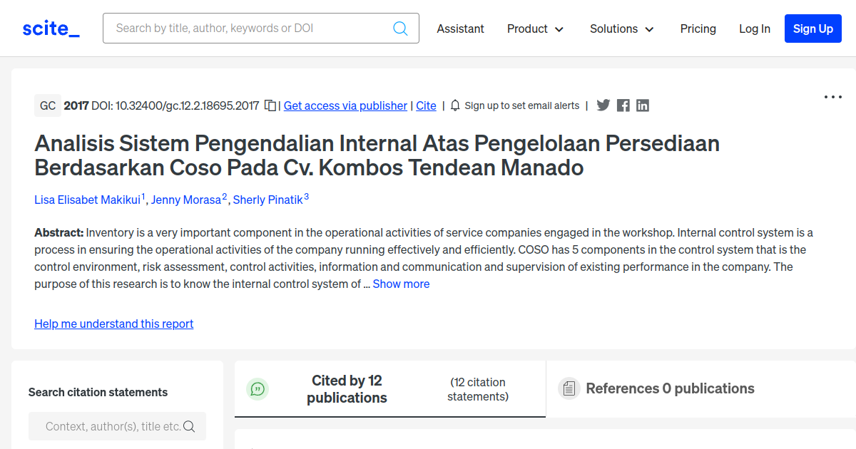 Analisis Sistem Pengendalian Internal Atas Pengelolaan Persediaan ... Analisis Sistem Pengendalian Internal Atas Pengelolaan Persediaan ...
