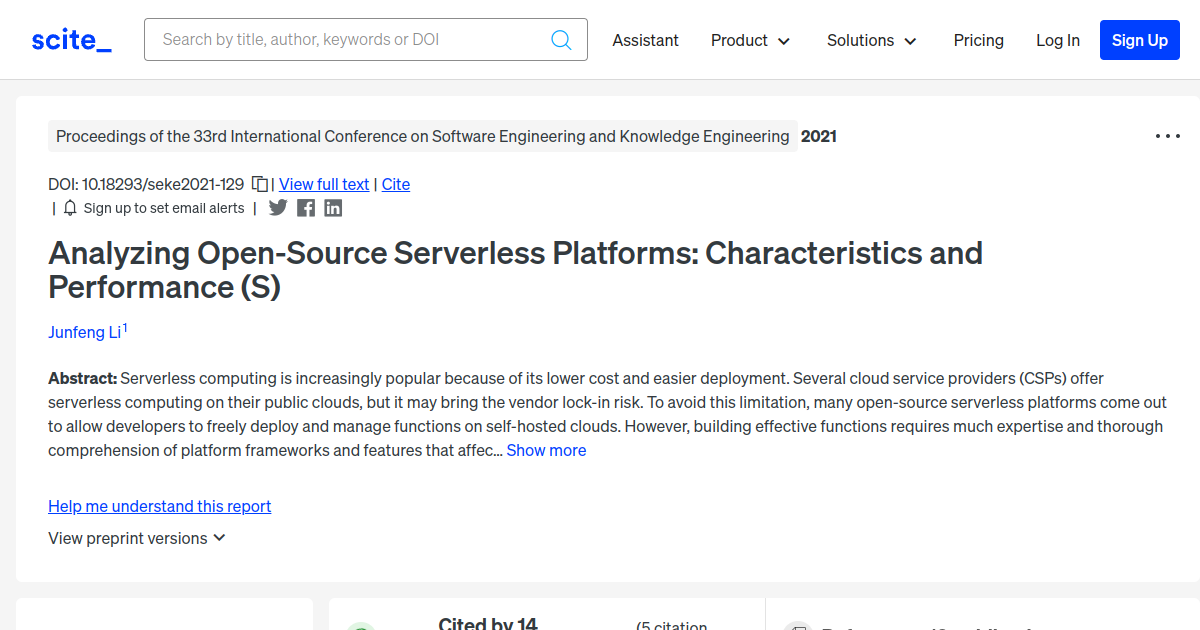Analyzing Open-Source Serverless Platforms: Characteristics and ... Analyzing Open-Source Serverless Platforms: Characteristics and ...