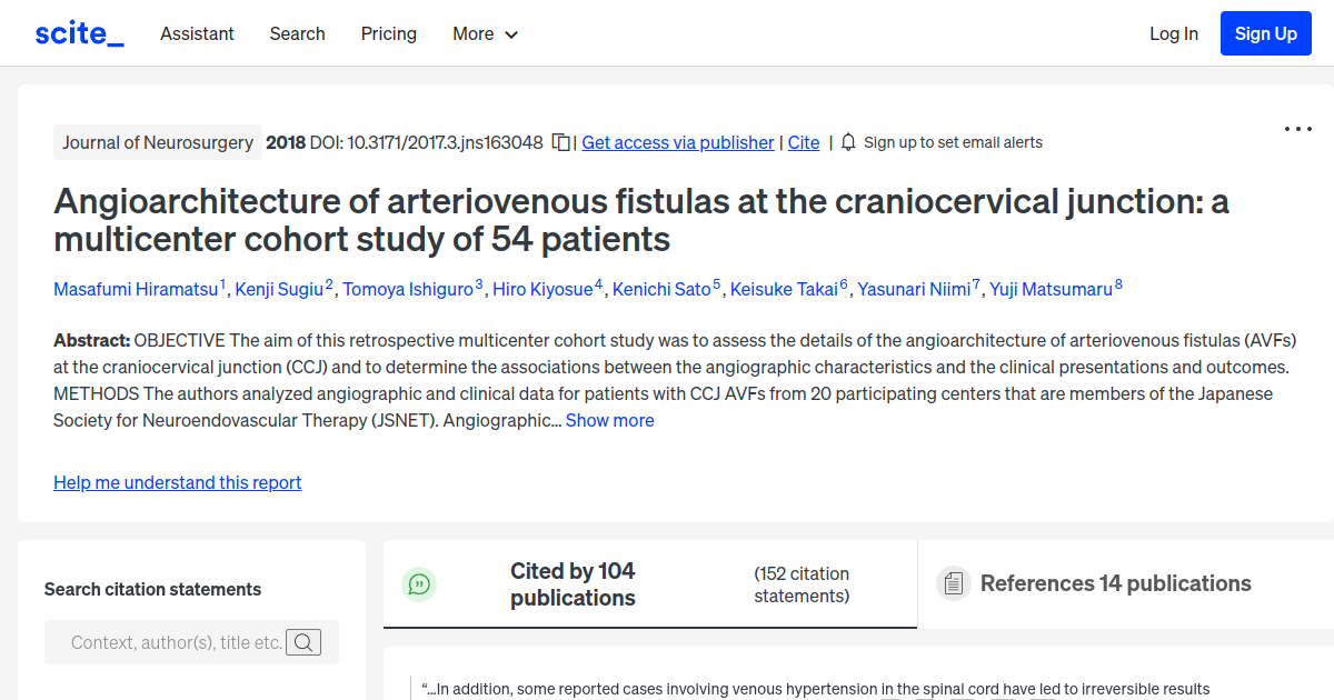 Angioarchitecture of arteriovenous fistulas at the craniocervical junction: a multicenter cohort ...