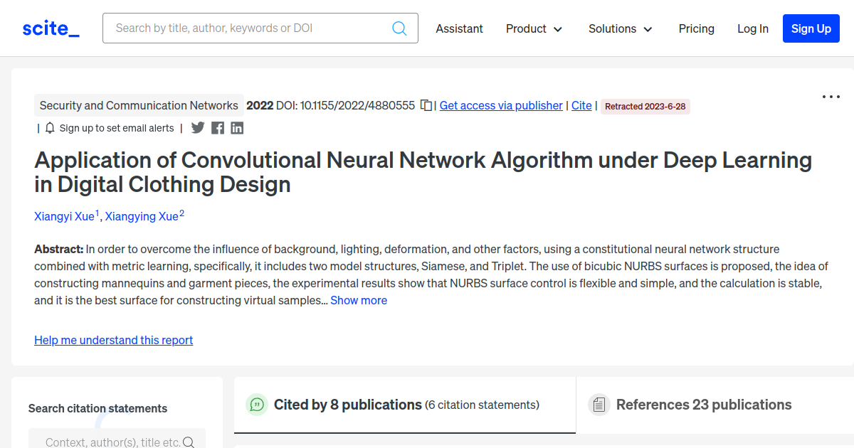 Application Of Convolutional Neural Network Algorithm Under Deep Learning In Digital Clothing