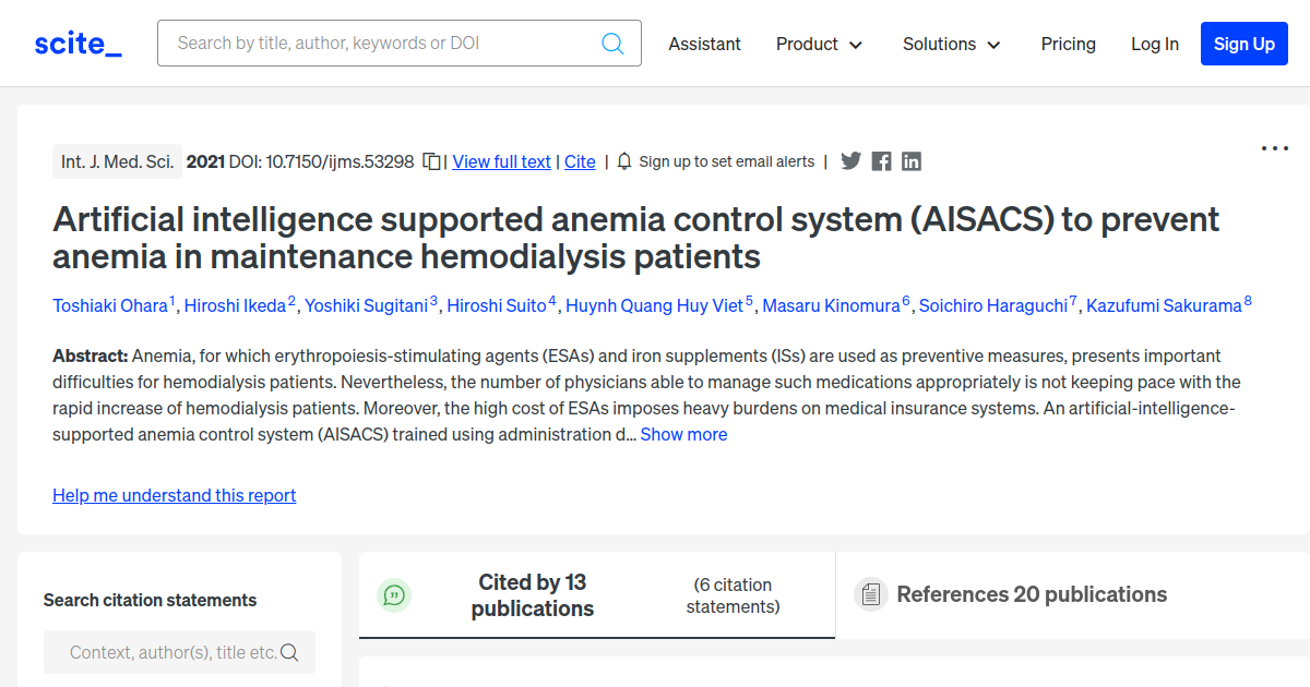 Artificial intelligence supported anemia control system (AISACS) to ... Artificial intelligence supported anemia control system (AISACS) to ...