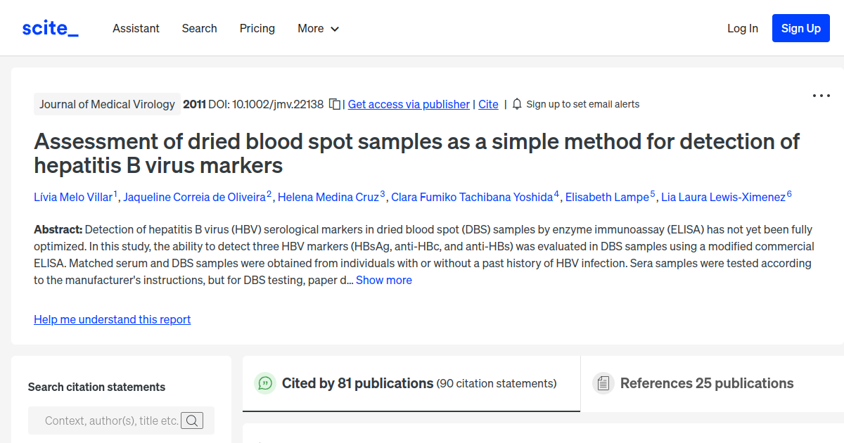 Assessment of dried blood spot samples as a simple method for detection ...