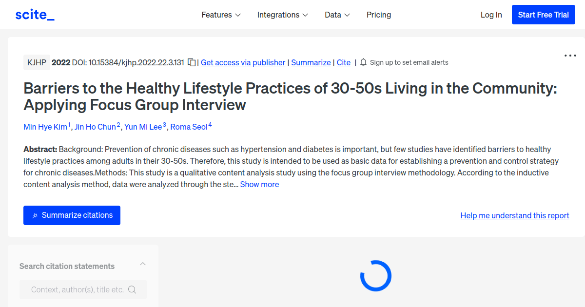 Barriers to the Healthy Lifestyle Practices of 30-50s Living in the ...
