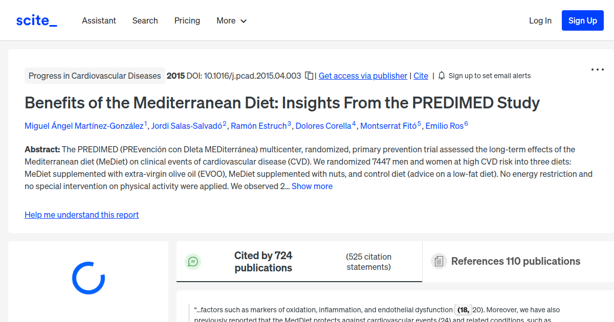 Benefits of the Mediterranean Diet: Insights From the PREDIMED Study - [scite report]