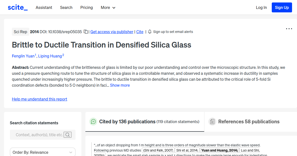 Brittle To Ductile Transition In Densified Silica Glass [scite Report]