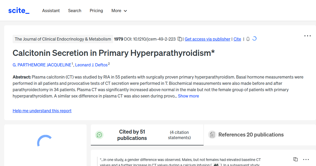 Calcitonin Secretion in Primary Hyperparathyroidism* - [scite report]