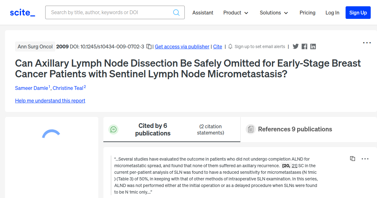 Can Axillary Lymph Node Dissection Be Safely Omitted for Early-Stage ... Can Axillary Lymph Node Dissection Be Safely Omitted for Early-Stage ...