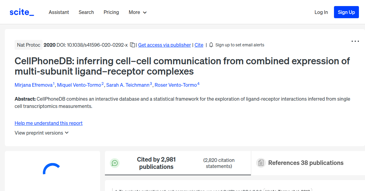 Cellphonedb Inferring Cell Cell Communication From Combined Expression Of Multi Subunit Ligand