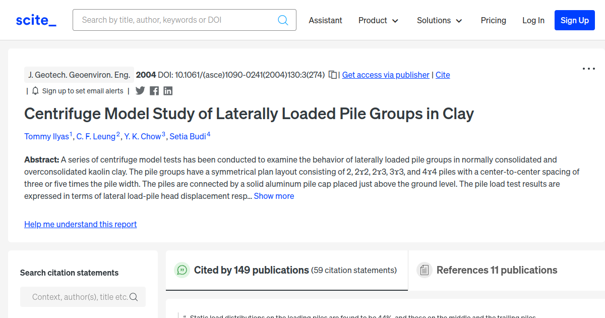 Centrifuge Model Study of Laterally Loaded Pile Groups in Clay - [scite ... Centrifuge Model Study of Laterally Loaded Pile Groups in Clay - [scite ...