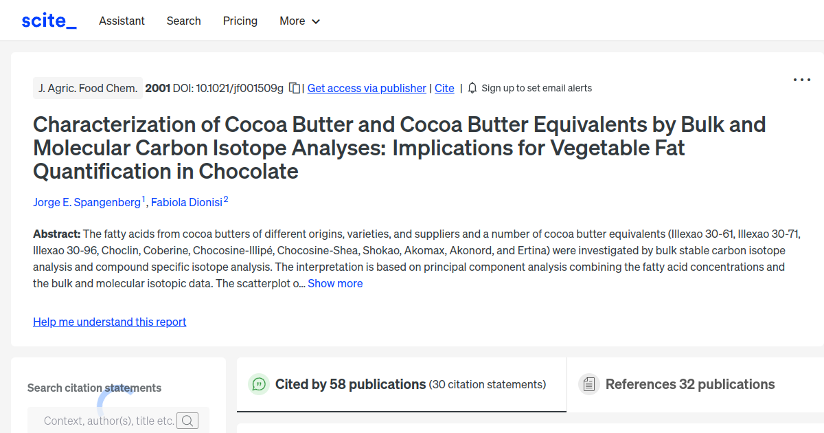 Characterization Of Cocoa Butter And Cocoa Butter Equivalents By Bulk And Molecular Carbon