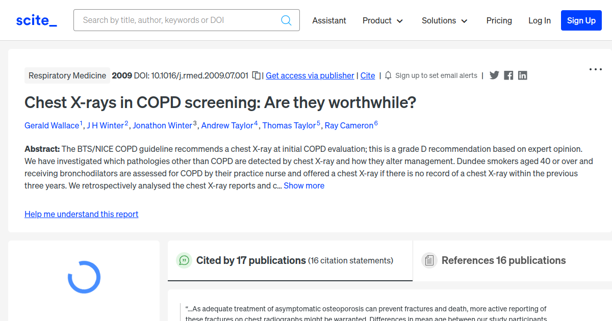 Chest X Rays In Copd Screening Are They Worthwhile Scite Report