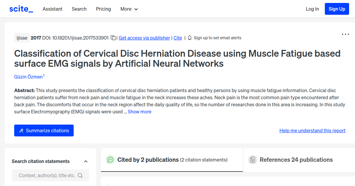 Classification of Cervical Disc Herniation Disease using Muscle Fatigue based surface EMG ...