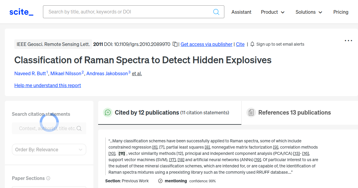 Classification Of Raman Spectra To Detect Hidden Explosives Scite