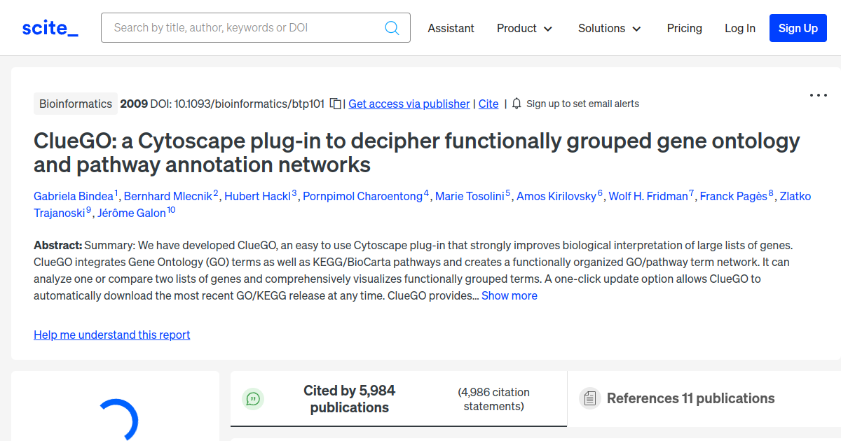 Cluego A Cytoscape Plug In To Decipher Functionally Grouped Gene