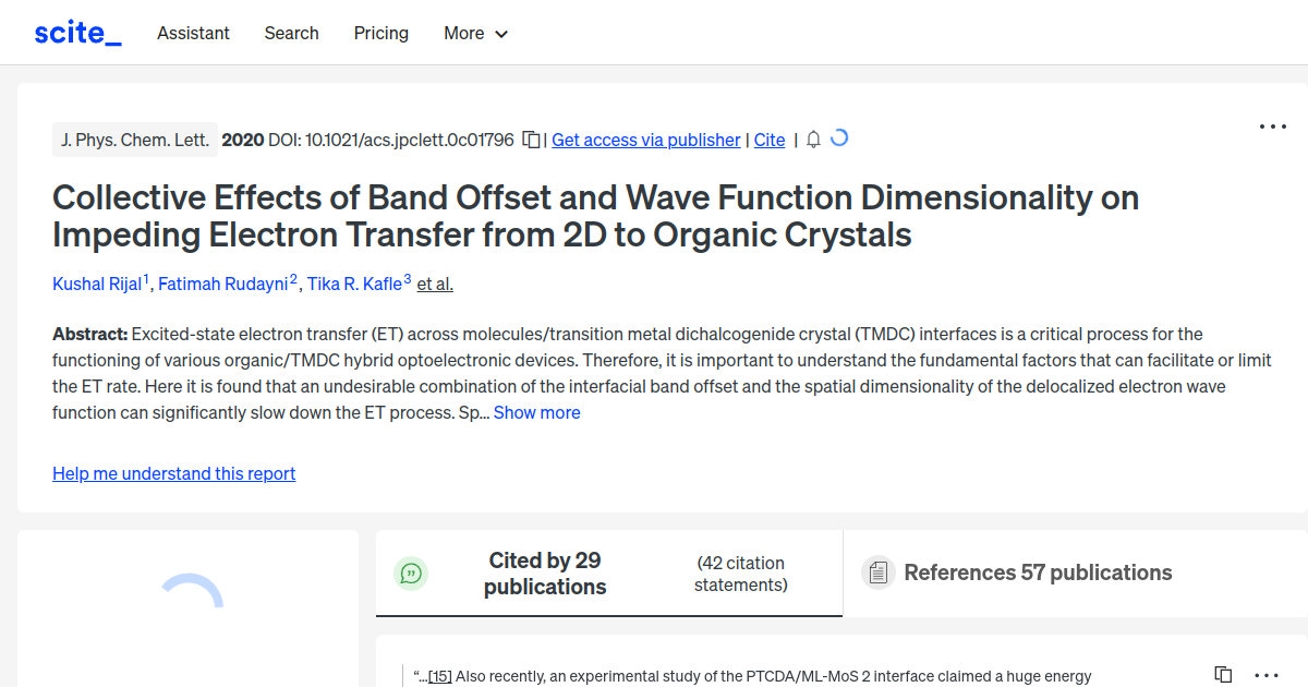 Collective Effects of Band Offset and Wave Function Dimensionality on Impeding Electron Transfer ...