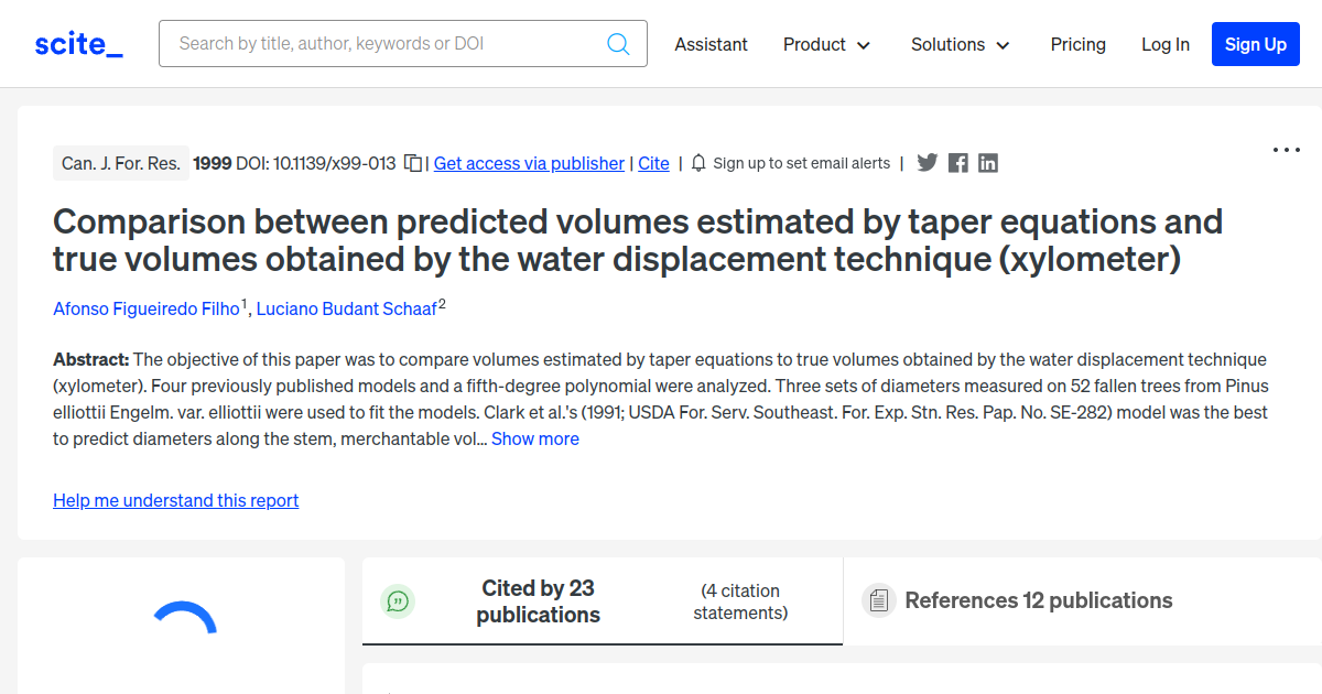 Comparison between predicted volumes estimated by taper equations and ... Comparison between predicted volumes estimated by taper equations and ...