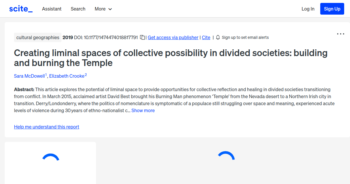 Creating liminal spaces of collective possibility in divided societies: building and burning the ...