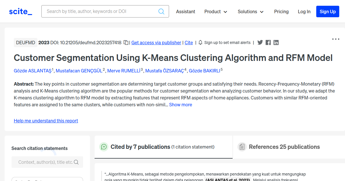 Customer Segmentation Using K-Means Clustering Algorithm and RFM Model Customer Segmentation Using K-Means Clustering Algorithm and RFM Model