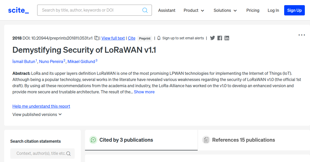 Demystifying Security of LoRaWAN v1.1 - [scite report]