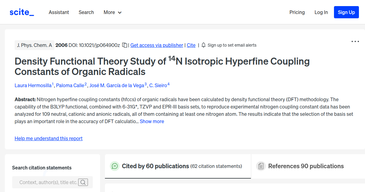 Density Functional Theory Study of 14 N Isotropic Hyperfine Coupling Constants of Organic ...