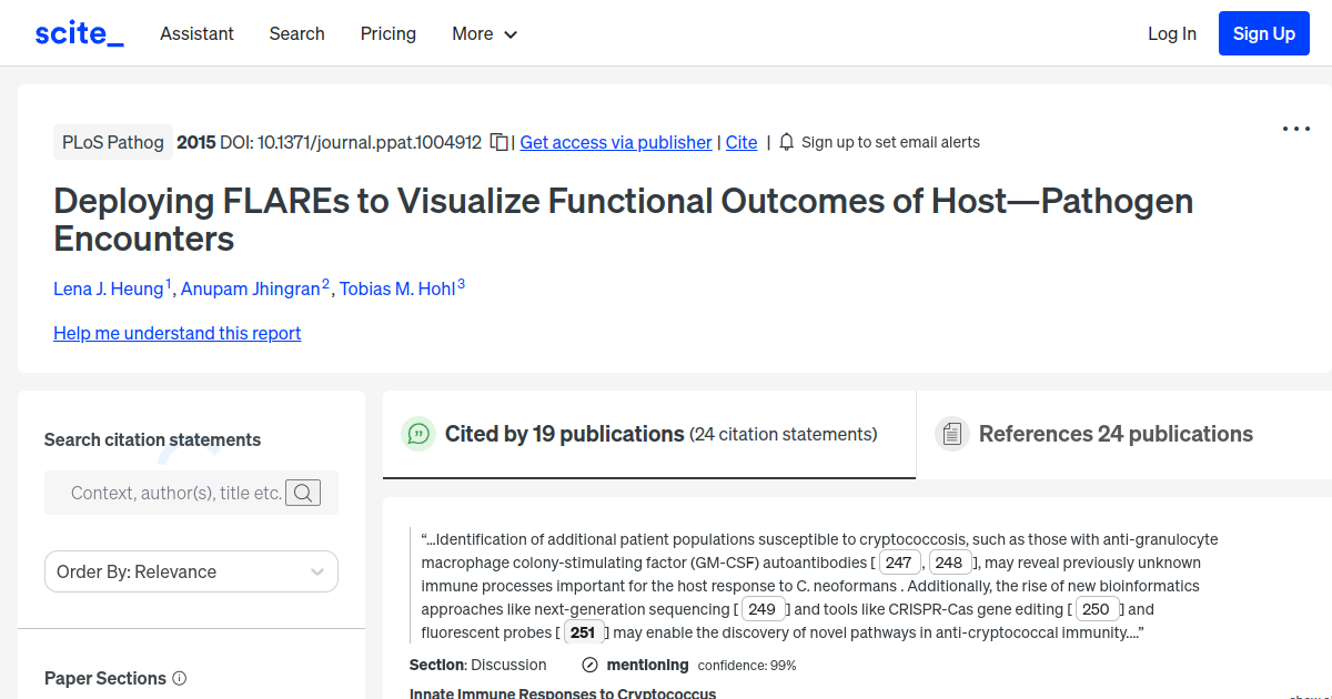 Deploying FLAREs to Visualize Functional Outcomes of Host—Pathogen Encounters - [scite report]