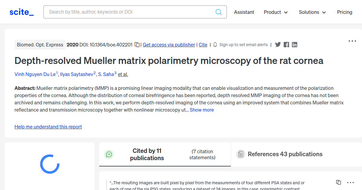 Depth-resolved Mueller matrix polarimetry microscopy of the rat cornea ... Depth-resolved Mueller matrix polarimetry microscopy of the rat cornea ...
