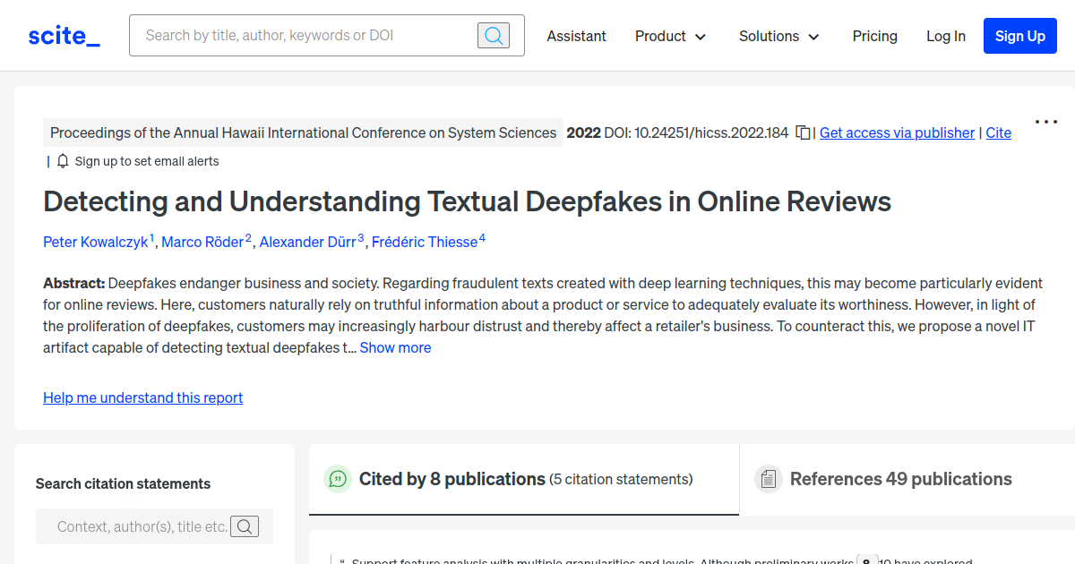 Detecting and Understanding Textual Deepfakes in Online Reviews