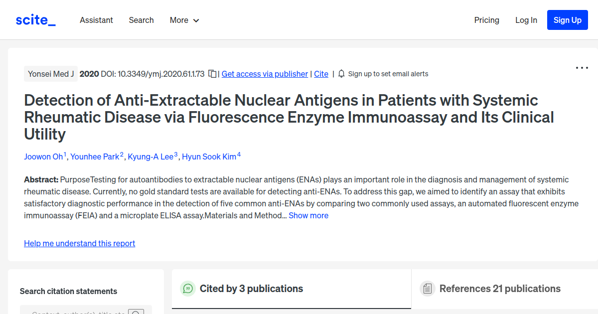 Detection Of Anti Extractable Nuclear Antigens In Patients With Systemic Rheumatic Disease Via