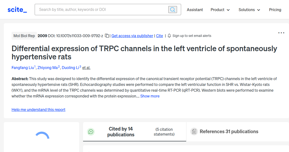 Differential expression of TRPC channels in the left ventricle of spontaneously hypertensive rats