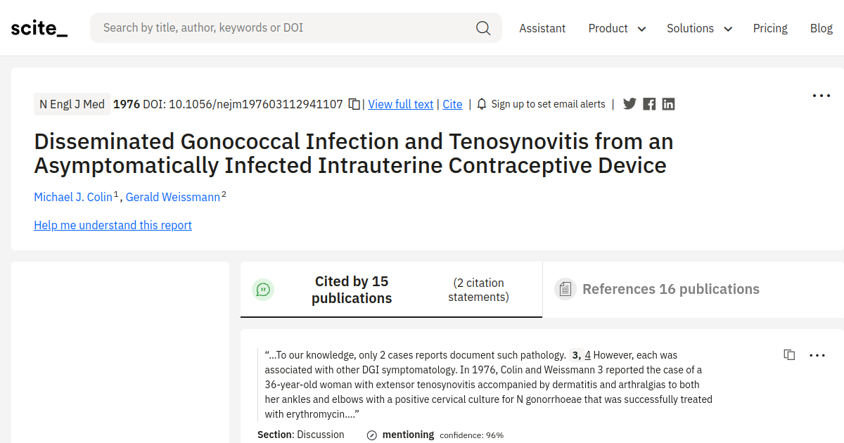 Disseminated Gonococcal Infection and Tenosynovitis from an ...