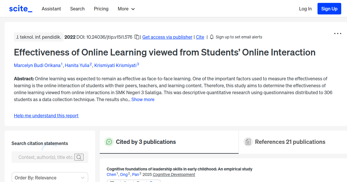 Effectiveness of Online Learning viewed from Students’ Online ...