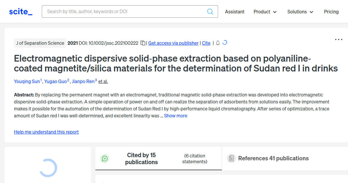 Electromagnetic Dispersive Solid‐phase Extraction Based On Polyaniline