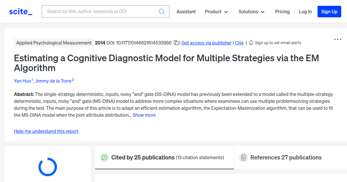 Estimating A Cognitive Diagnostic Model For Multiple Strategies Via The Em Algorithm Scite