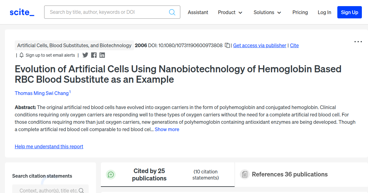 Evolution of Artificial Cells Using Nanobiotechnology of Hemoglobin ... Evolution of Artificial Cells Using Nanobiotechnology of Hemoglobin ...