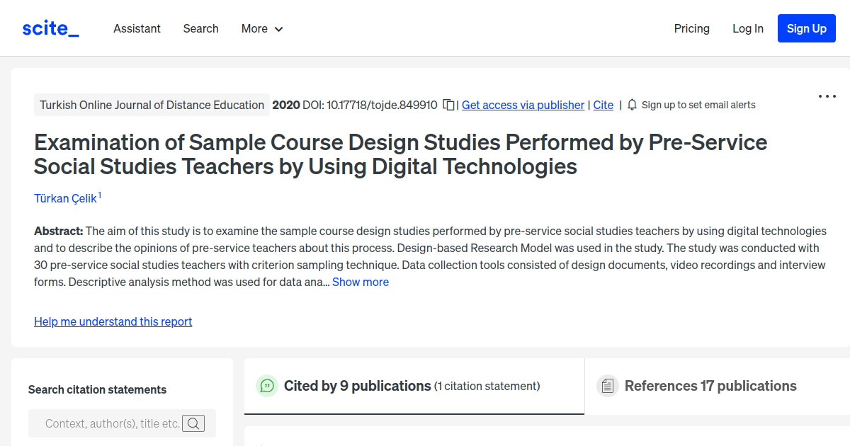 Examination of Sample Course Design Studies Performed by Pre-Service Social Studies Teachers by ...