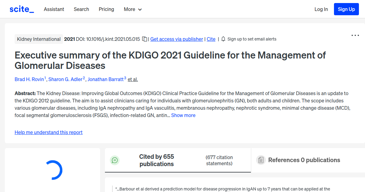 Executive summary of the KDIGO 2021 Guideline for the Management of Glomerular Diseases - [scite ...