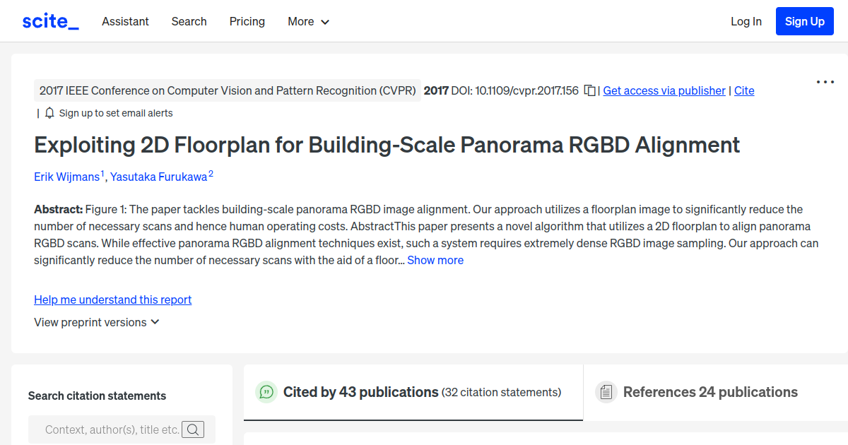 Exploiting 2D Floorplan for Building-Scale Panorama RGBD Alignment - [scite report]