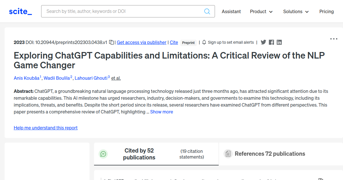 Exploring ChatGPT Capabilities and Limitations: A Critical Review of ... Exploring ChatGPT Capabilities and Limitations: A Critical Review of ...