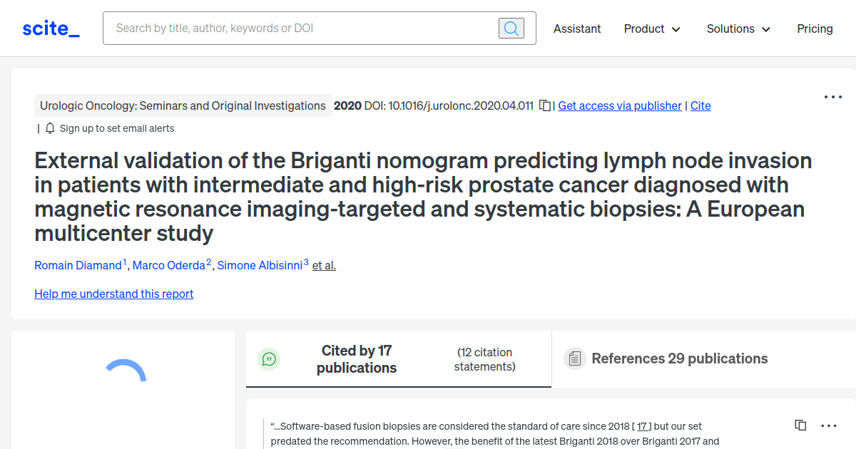 External validation of the Briganti nomogram predicting lymph node invasion in patients with ...