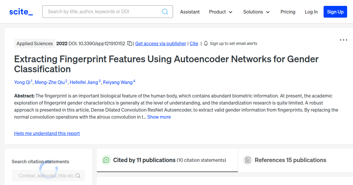 Extracting Fingerprint Features Using Autoencoder Networks For Gender Classification 